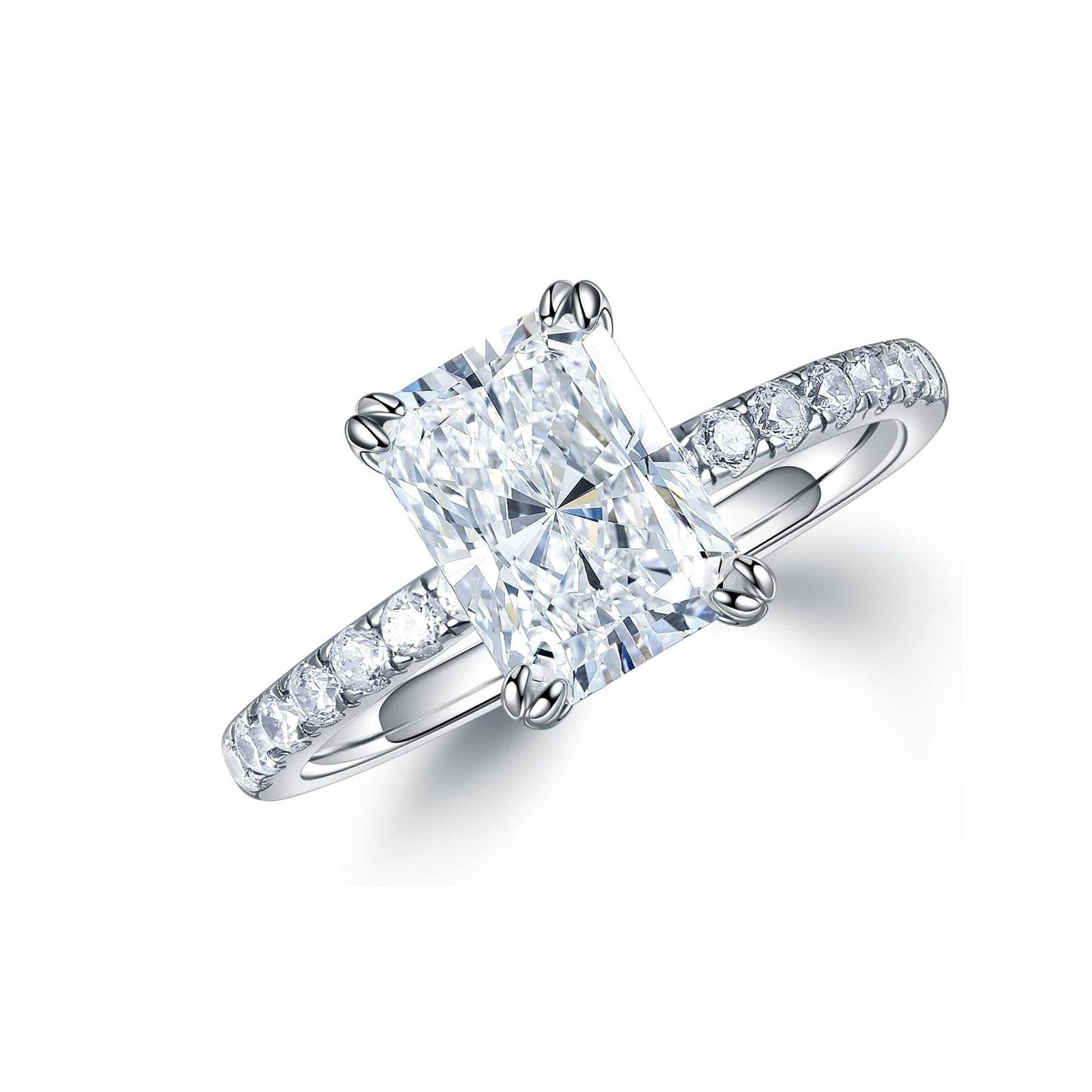 2.00 TCW Radiant Cut Solitaire With Accents Engagement Ring 925 Silver ...