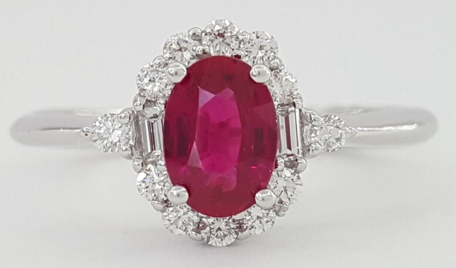 2.00CT 14K White Gold Plated Wedding Ring Oval Cut Simulated Red Ruby ...