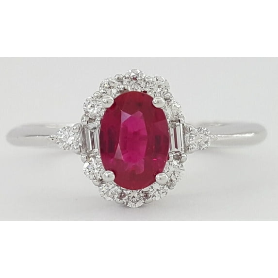 2.00CT 14K White Gold Plated Wedding Ring Oval Cut Simulated Red Ruby ...