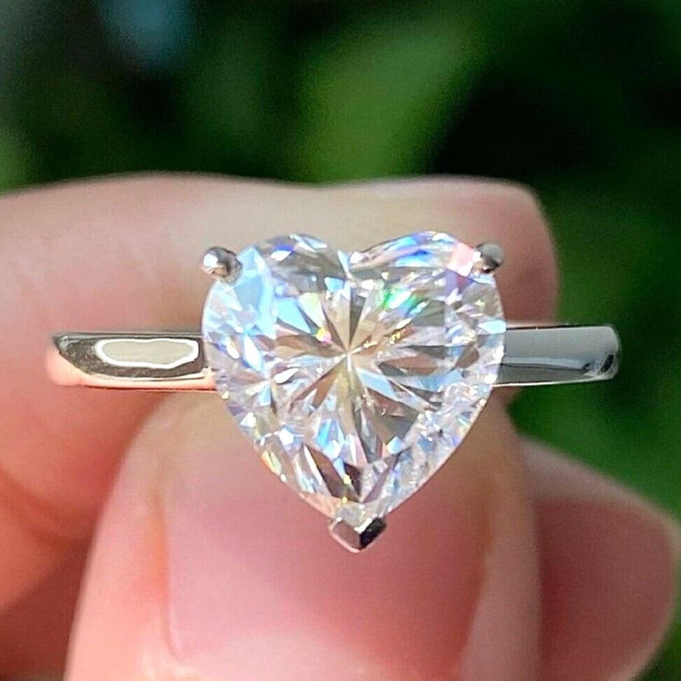 2.00CT Heart Cut Simulated Diamond Wedding Anniversary Ring 14K White ...