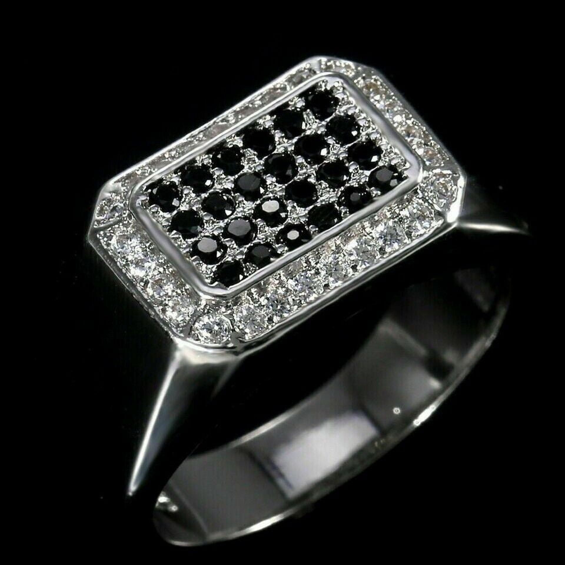 2.00CT Round Cut Lab Created Black Diamond Men's Band Ring 14K White ...