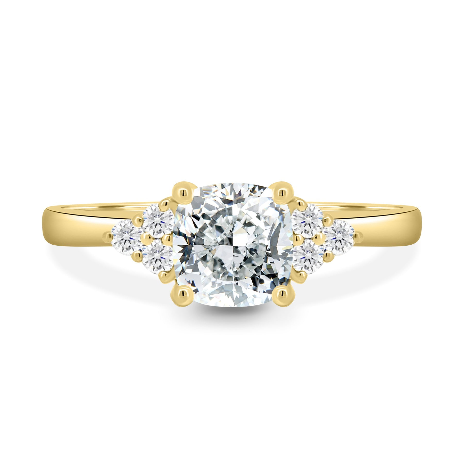 2.00Ct Cushion Cut Moissanite Accent Engagement Ring, Round Side Stones ...