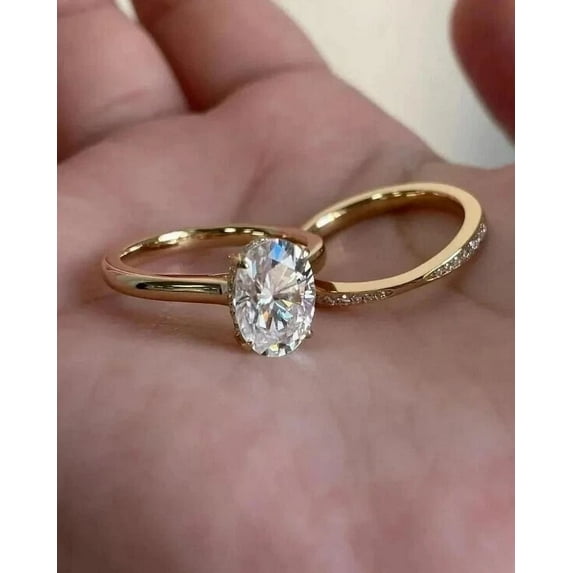 2.00Ct Oval Cut Simulated Diamond Women's Bridal Set Wedding Bridal ...