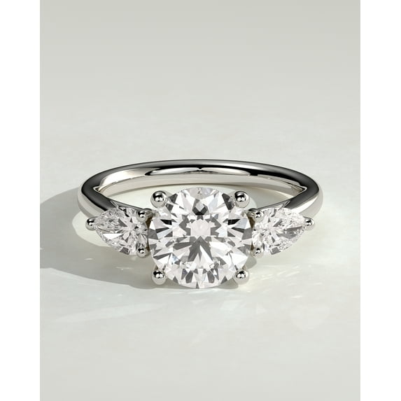 2.00Ct Round Cut Moissanite Trilogy Solitaire Engagement Ring – Trellis ...