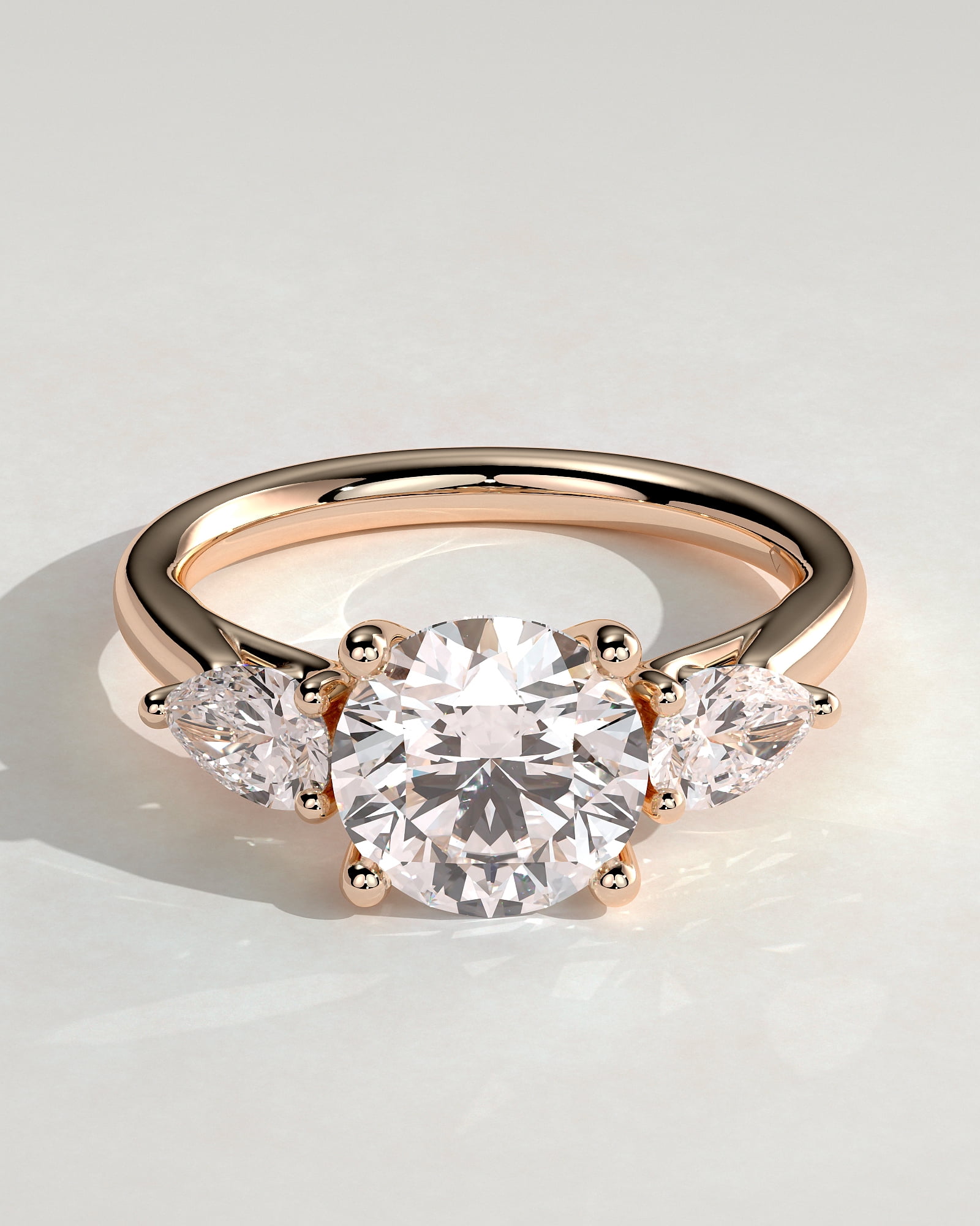 2.00Ct Round Cut Moissanite Trilogy Solitaire Engagement Ring – Trellis ...