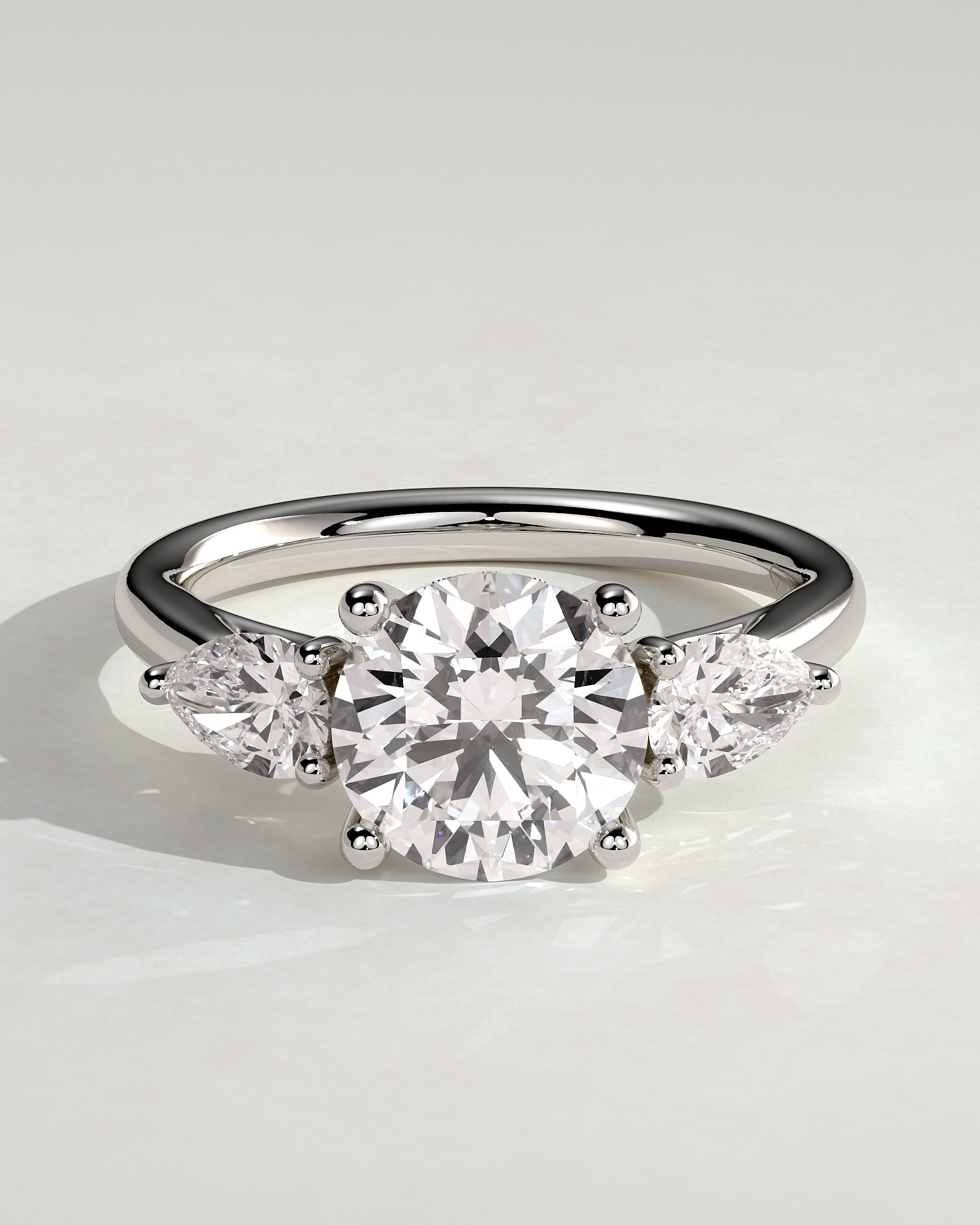 2.00Ct Round Cut Moissanite Trilogy Solitaire Engagement Ring – Trellis ...