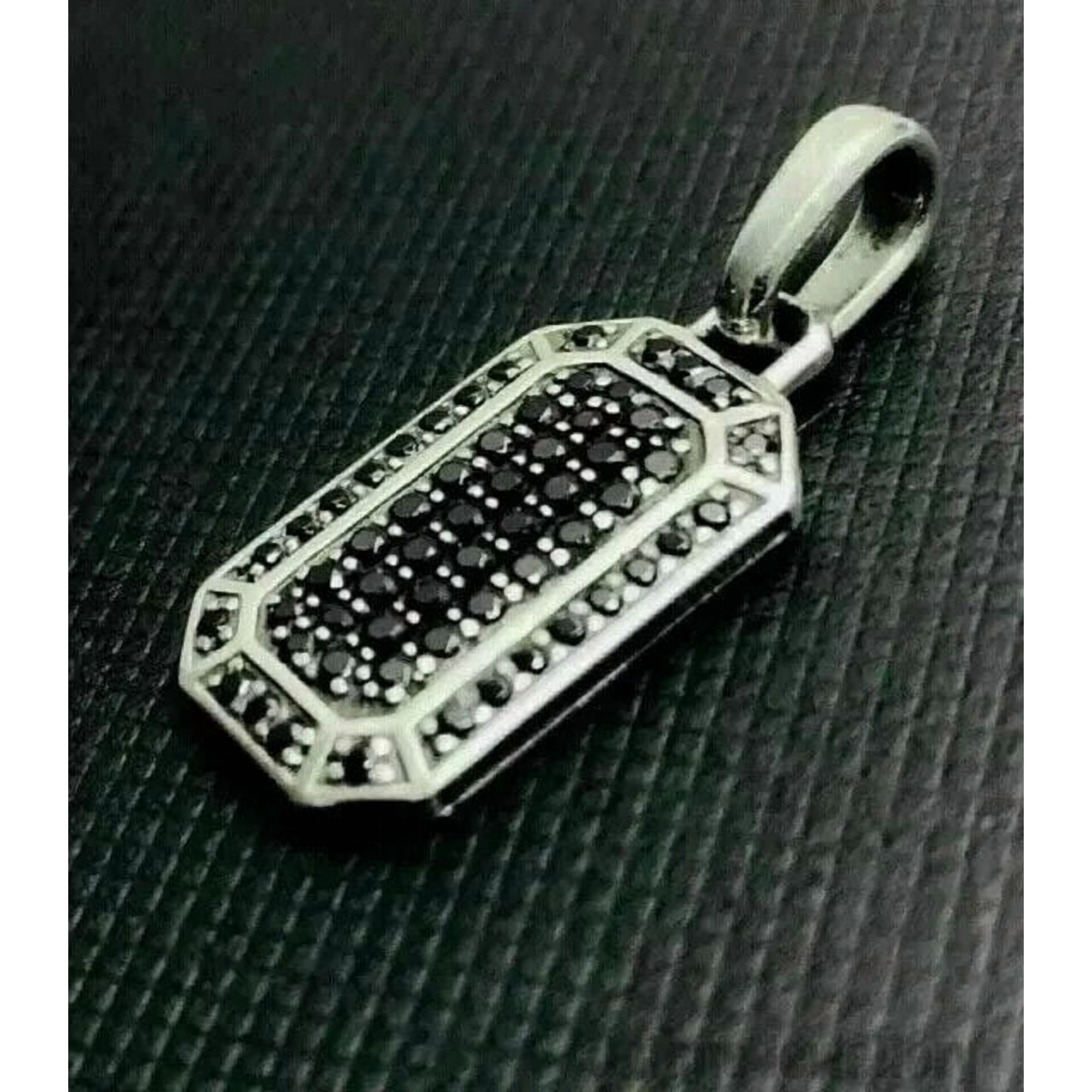 2.00Ct Round Cut Simulated Black Diamond Cluster Charm Men's Pendant 14k White Gold Plated 925 ...