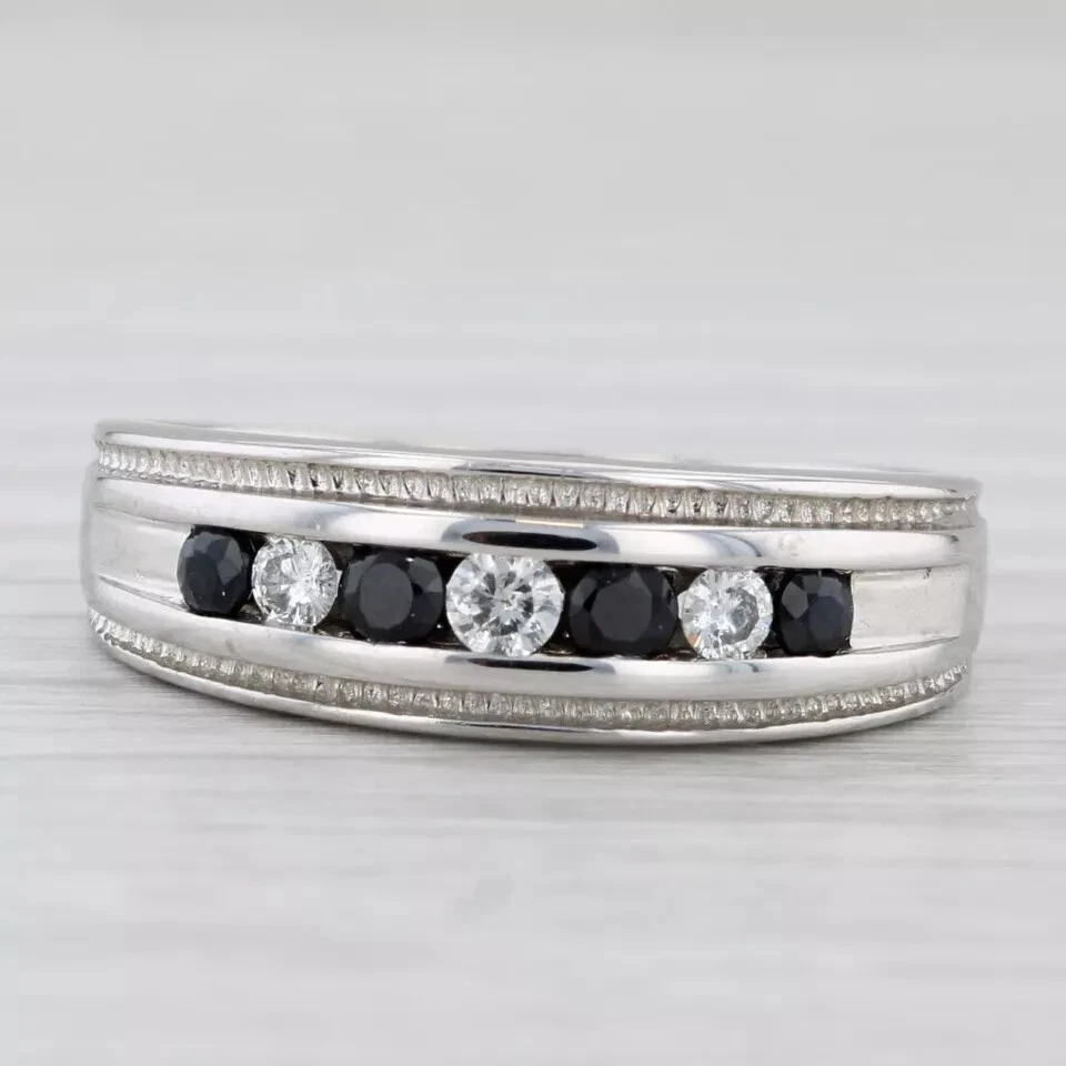 2.00Ct Round Cut Simulated Black Diamond Men's Wedding Ring 14k White ...