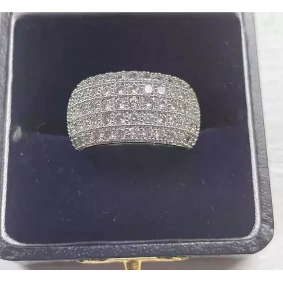 2.00Ct Round Cut Simulated Diamond Cluster Men's Wedding Band Ring 14K ...