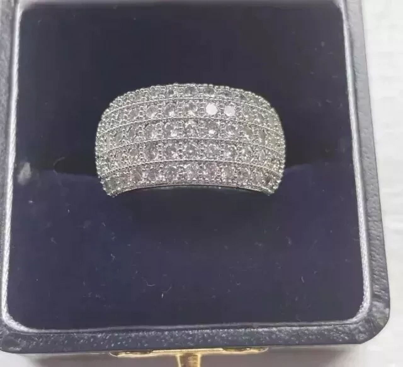 2.00Ct Round Cut Simulated Diamond Cluster Men's Wedding Band Ring 14K ...