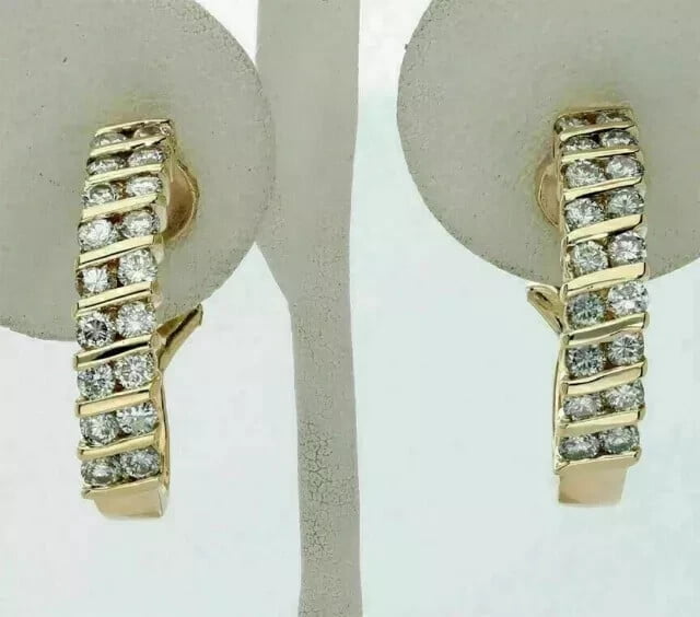 2.00Ct Round Cut Simulated Diamond Double Row Women Fancy Pretty Hoop ...