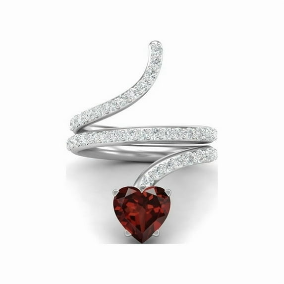 2.00Ctw 7mm Heart Cut Simulated Red Garnet 14K White Gold Plated Silver ...