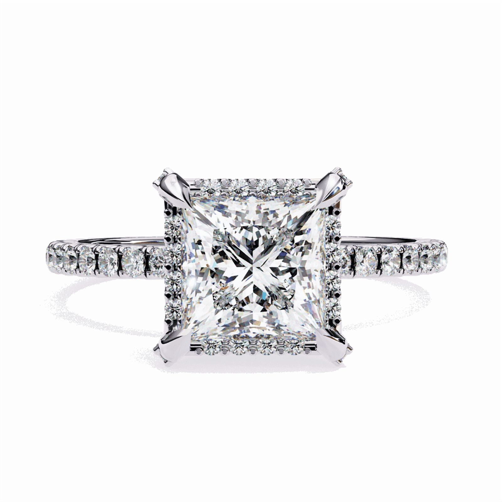 2.03 CT Princess Cut Lab Created Diamond Solitaire With Accents Diamond ...