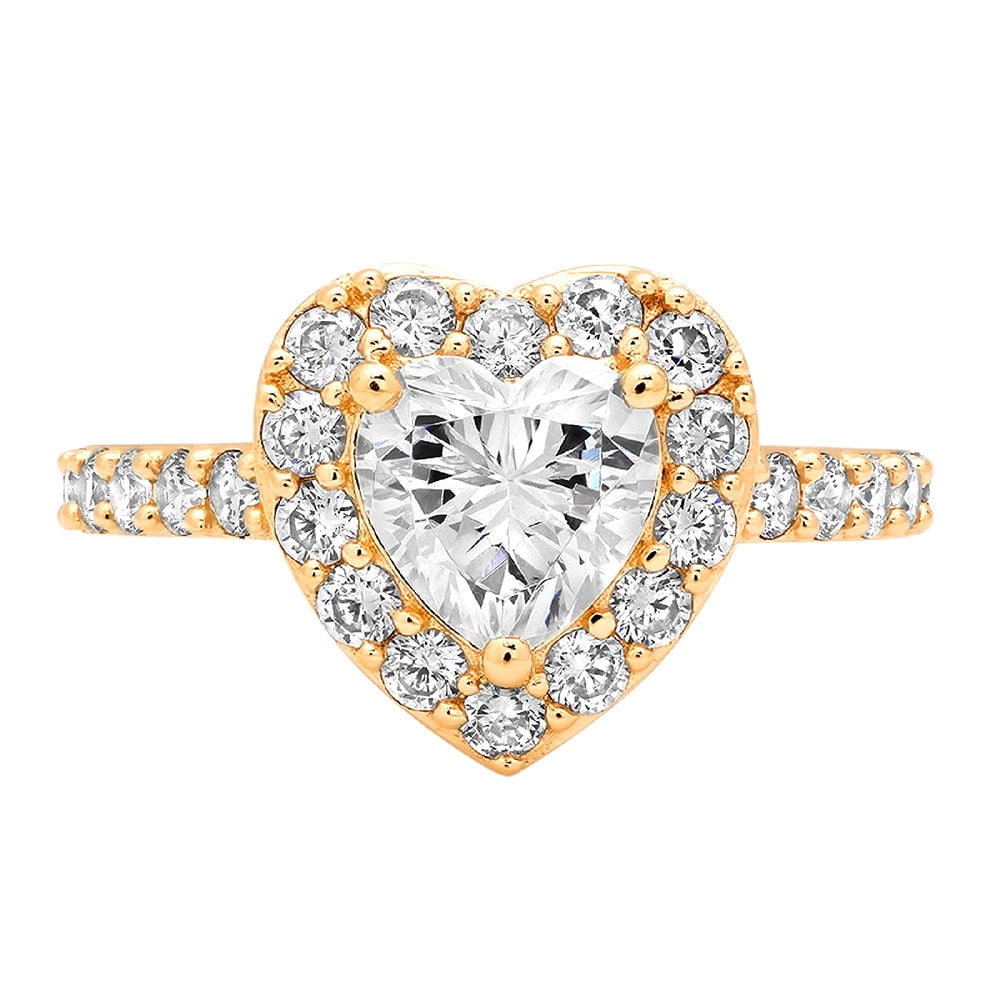 2.03 ct Heart Cut Moissanite with Simulated Diamond Halo Accents 14K ...