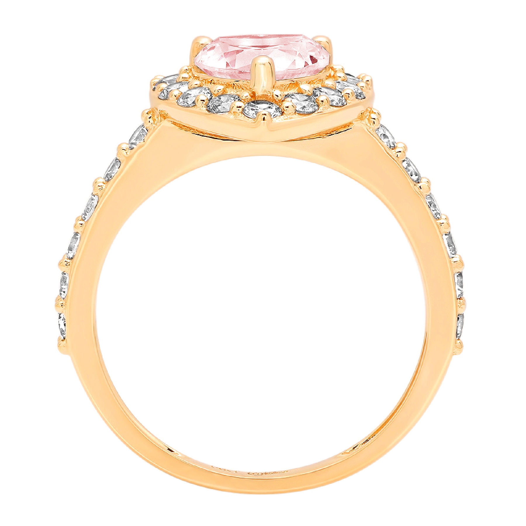 2.03 ct Heart Cut Simulated Pink Diamond Halo Engagement Ring for Women ...