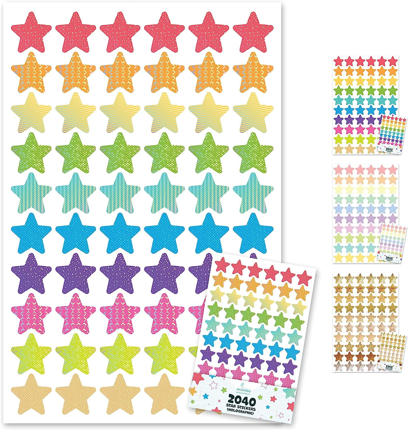 2,040 Holographic Small Star Stickers for Kids Reward - 34 Sticker ...