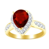 AFFY Emerald Shape Red Simulated Garnet & Round White Cubic Zirconia ...