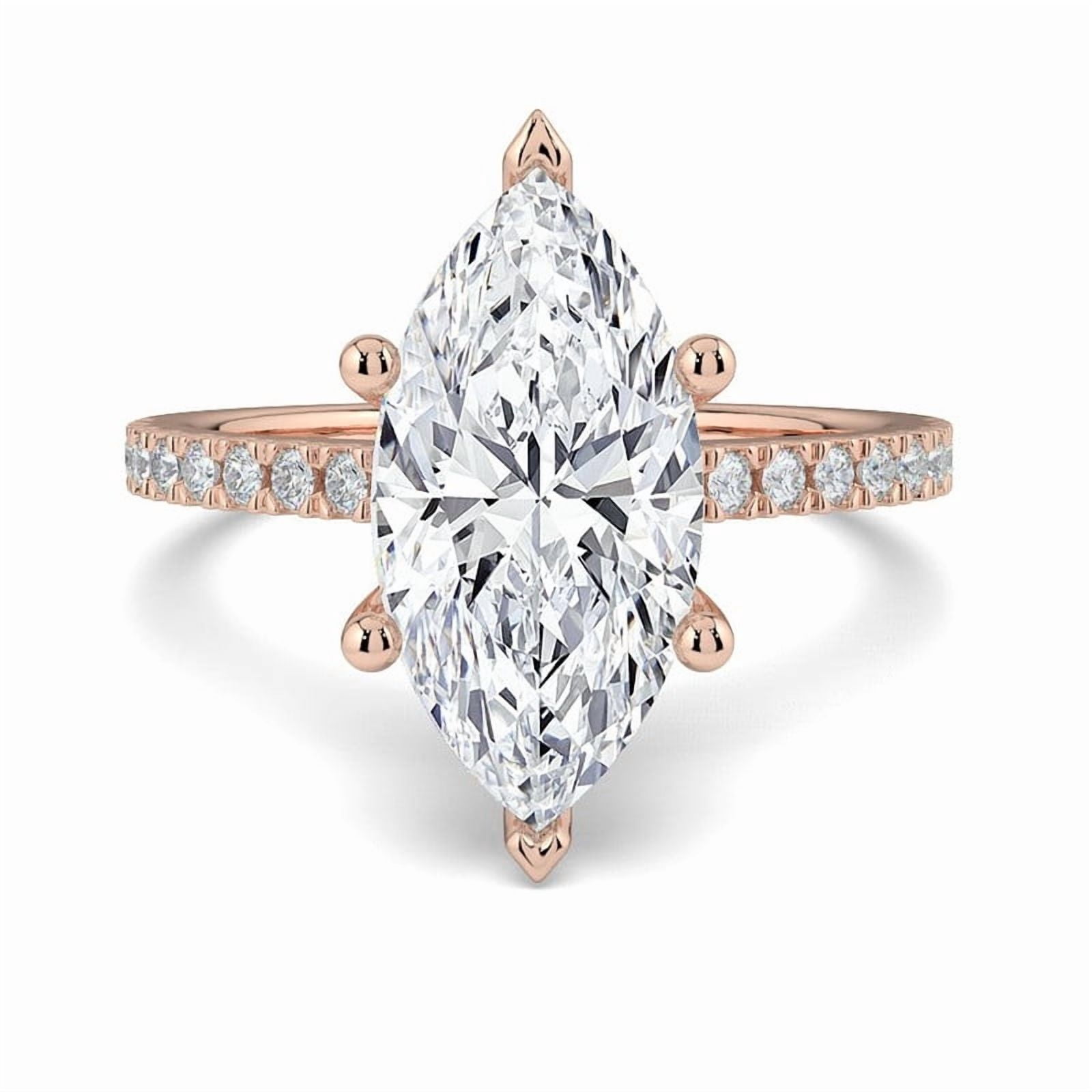 2.05ct Marquise Cut Lab Grown Diamond Engagement Ring 925 Rose Gold ...
