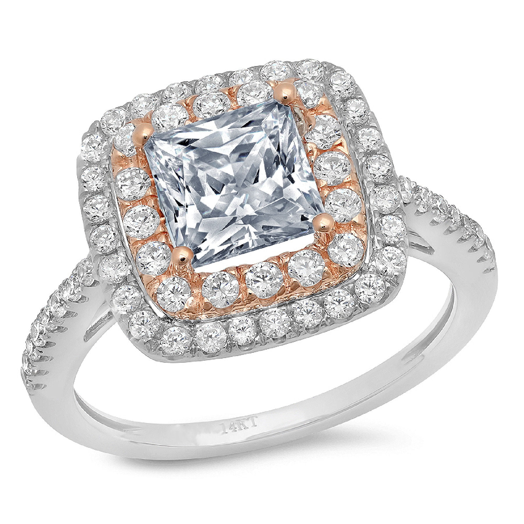 2.07 ct Princess Cut Simulated Blue Diamond with Simulated Diamond Halo ...