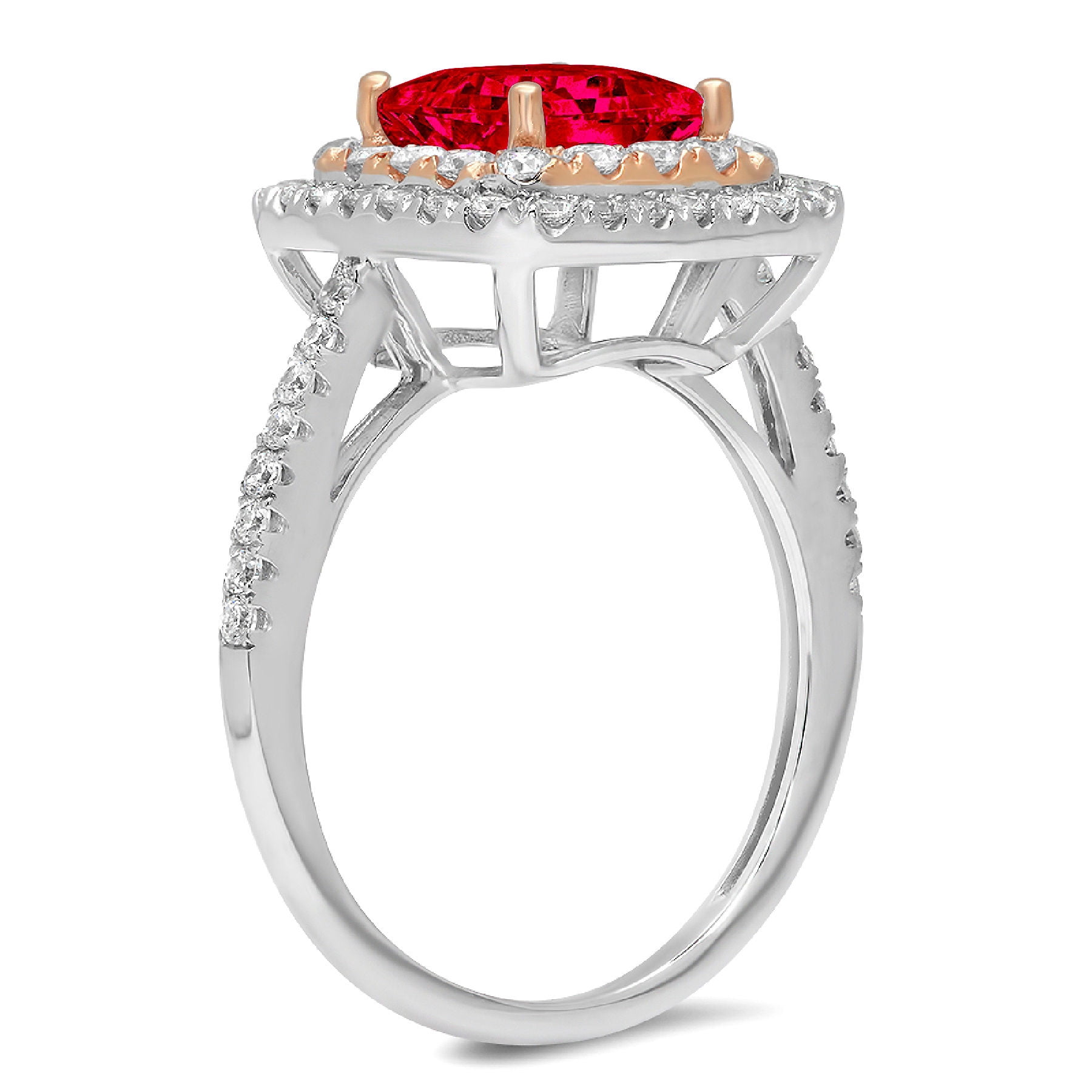 2.07 ct Princess Cut Simulated Ruby Halo Engagement Ring for Women in ...