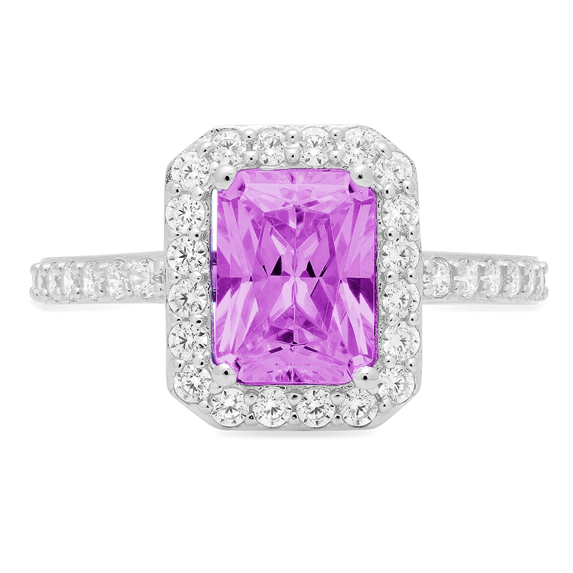2.07ct Emerald cut - Solitaire with Accents - VVS1 Simulated Alexandrite - 18k White Gold ...