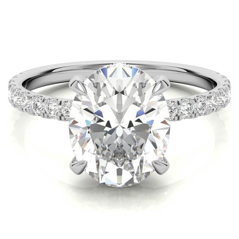 2.0CT Oval Lab Grown Diamond Ring, IGI Certified Main Diamond, CVD ...