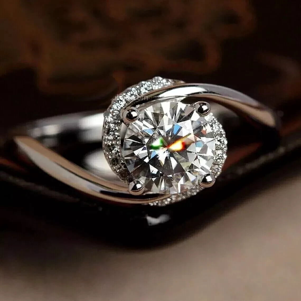 2.0Ct Women's Engagement Ring Round Cut Simulated Diamond 14K White ...