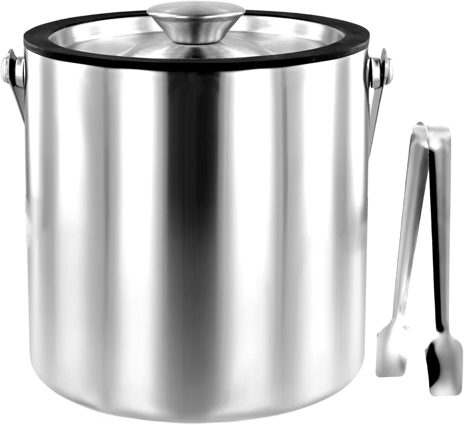 2.0L/3.0L Double-Wall Stainless Steel Insulated Ice Bucket with Lid ...