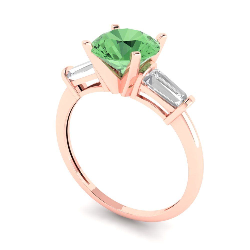 2.0ct Brilliant Round Cut VVS1 VVS1 Genuine Conflict free Green Zircon Real Solid 14k Pink Rose ...