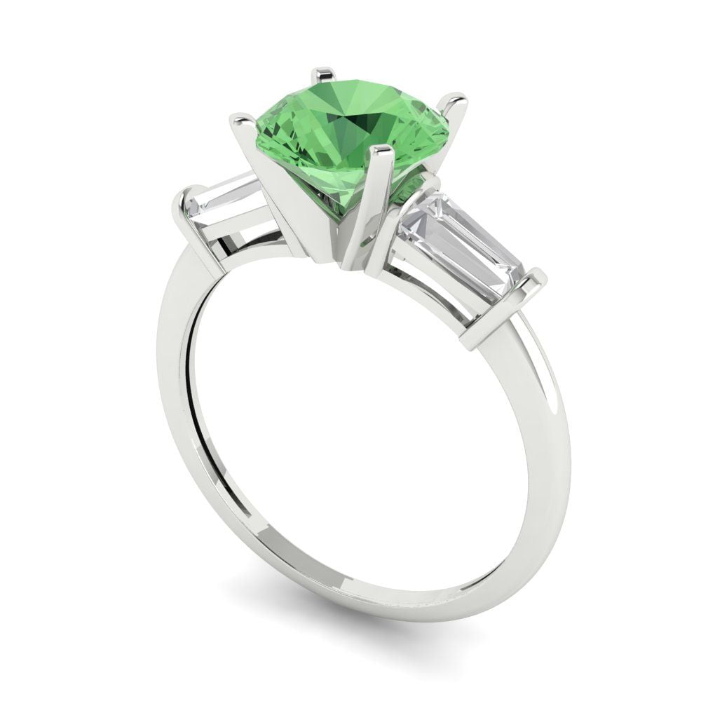 2.0ct Brilliant Round Cut VVS1 VVS1 Genuine Conflict free Green Zircon Real Solid 14k White Gold ...