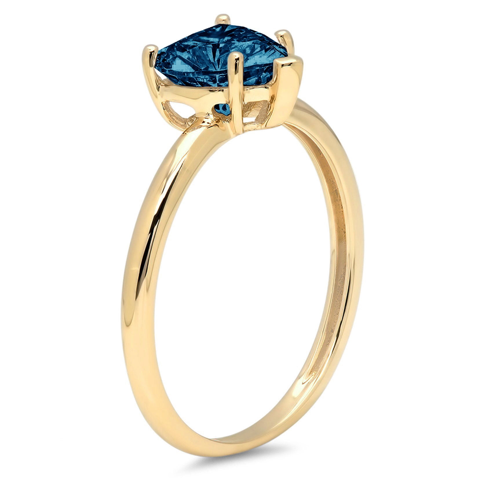 2 ct Heart Cut Natural London Blue Topaz Solitaire Engagement Ring for Women in 18K Yellow Gold ...