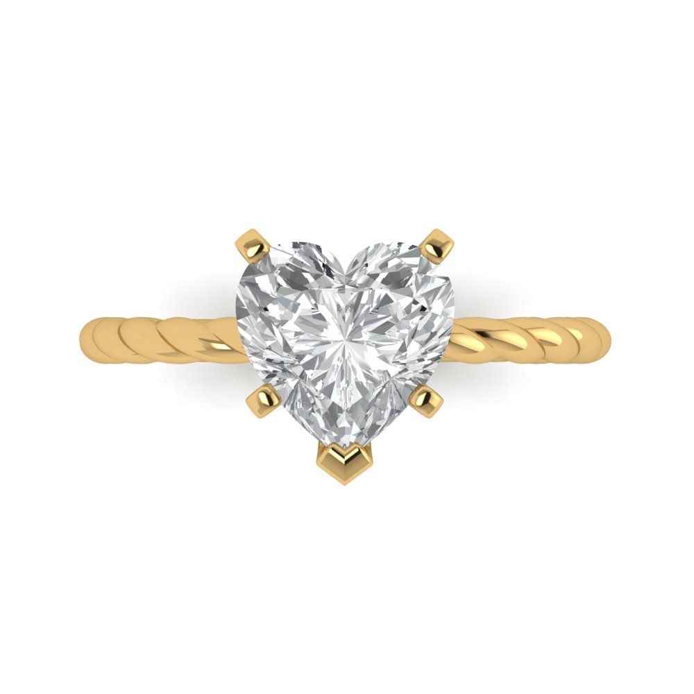 2.0ct Heart Cut White Sapphire 14k Yellow Gold Engraving Statement Bridal Wedding Solitaire ...