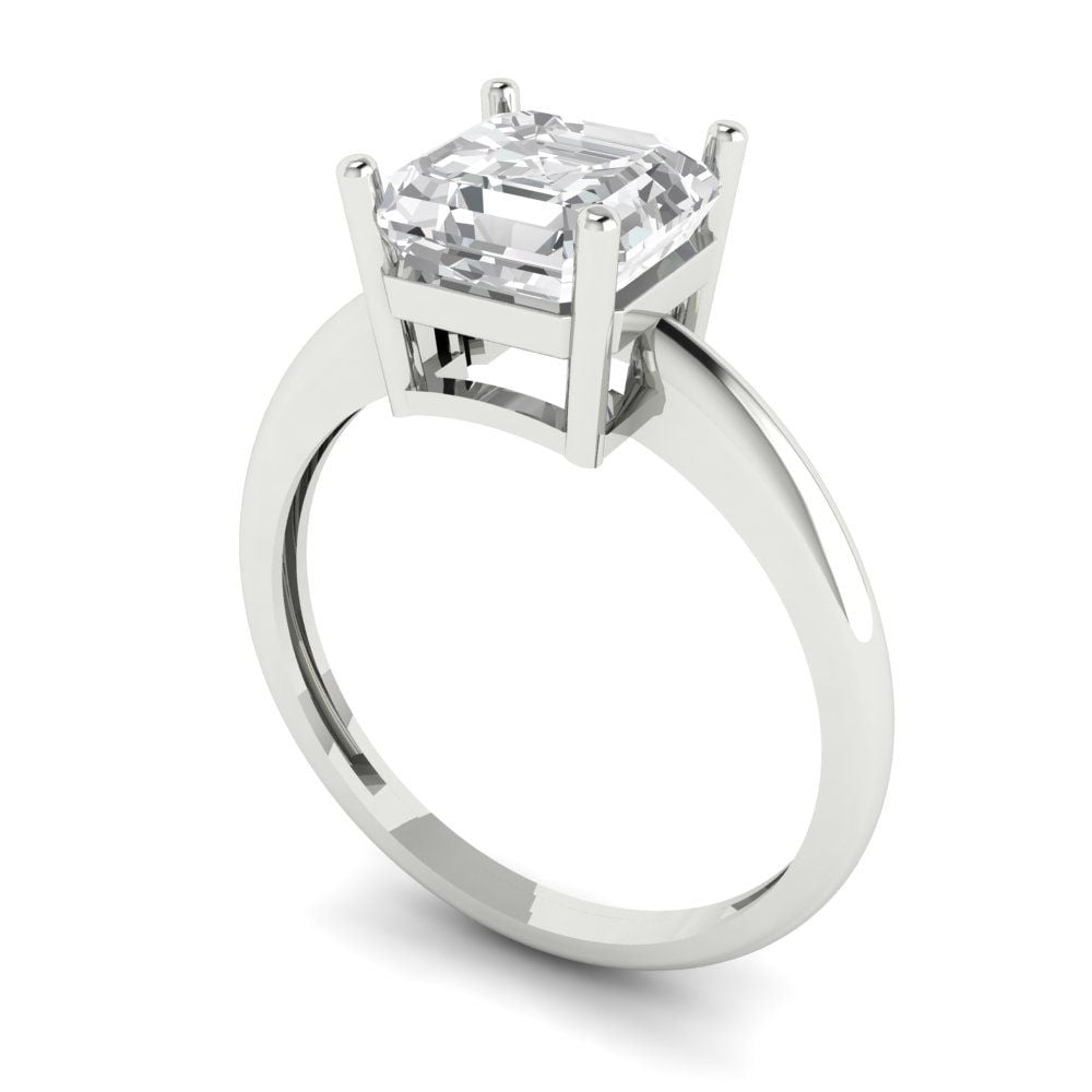 2.0ct asscher cut clear moissanite 18k white gold Bridal Wedding Engagement Promise Anniversary ...
