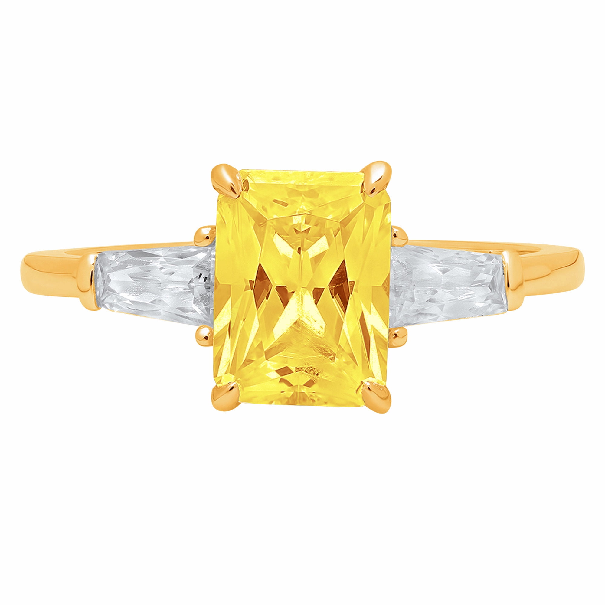 2.0ct emerald cut yellow simulated diamond 14k yellow gold anniversary ...