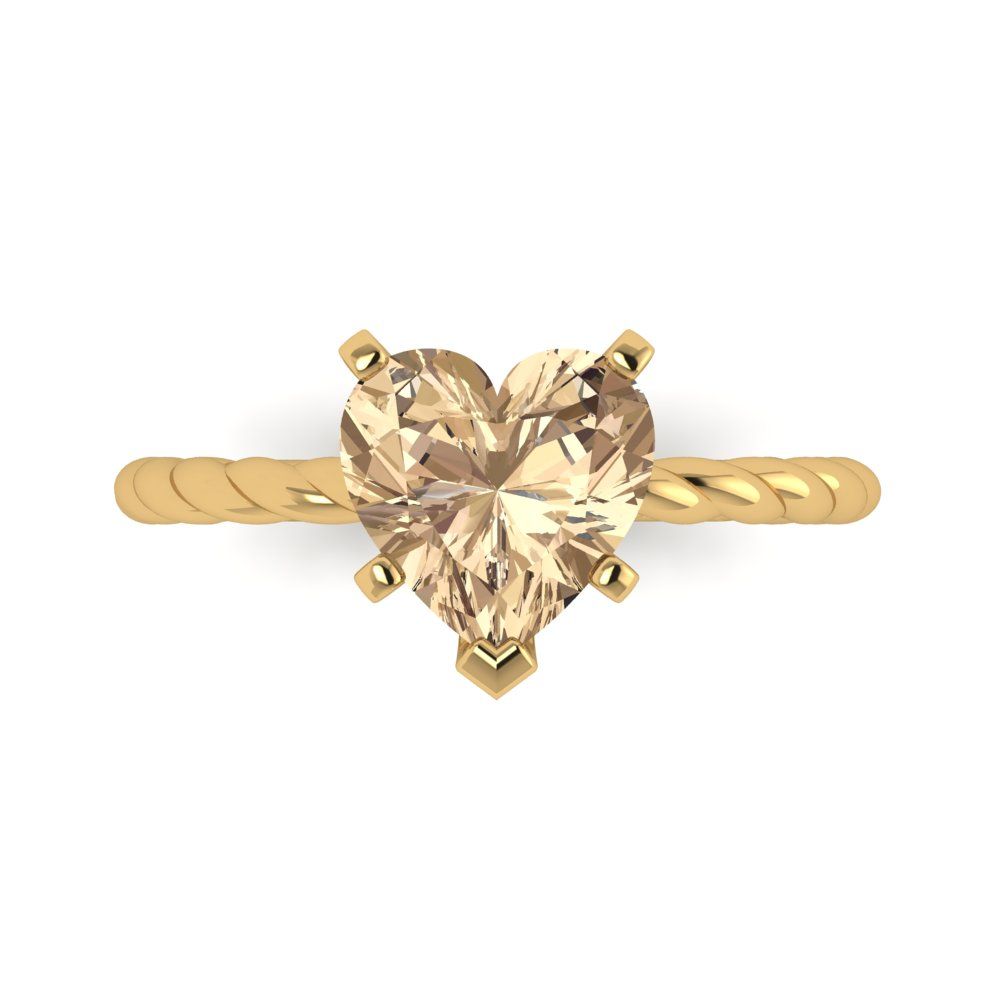 Clara Pucci 14K Yellow Gold Solid Gold YellowMoissanite Solitaire ...