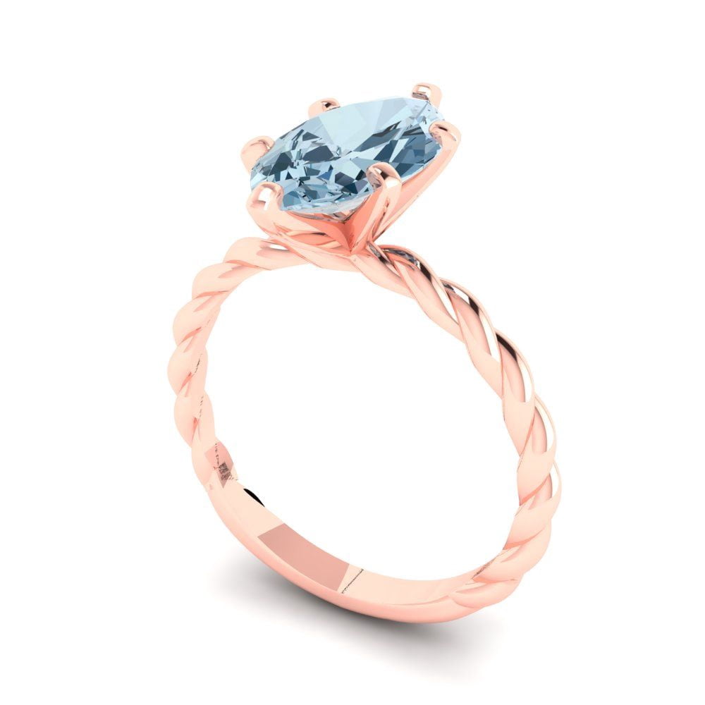 2.0ct marquise cut natural sky blue topaz 18k rose gold Bridal Wedding ...
