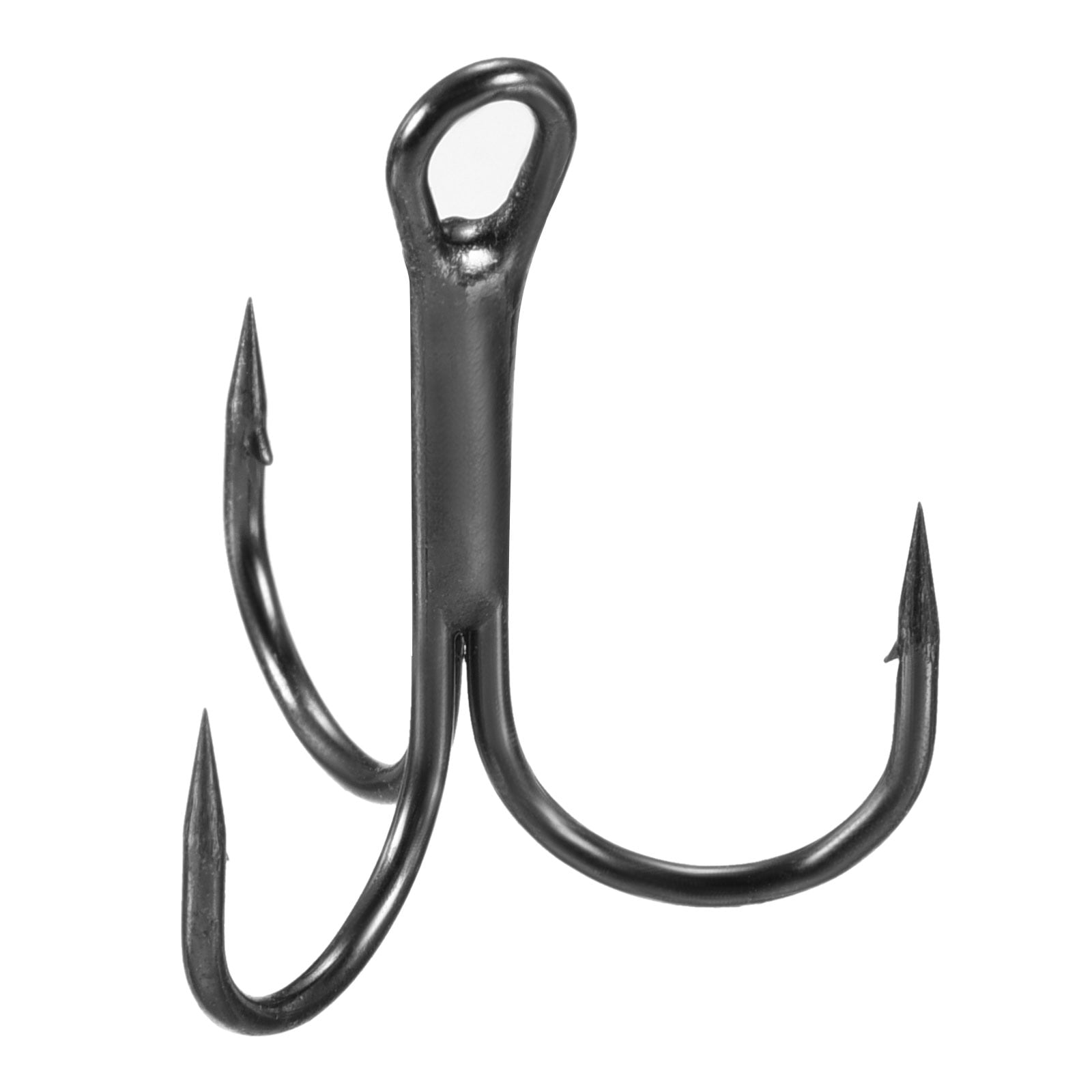 2# 1.02" Treble Fish Hooks Carbon Steel Bend Hook with Barbs, Black 20 ...