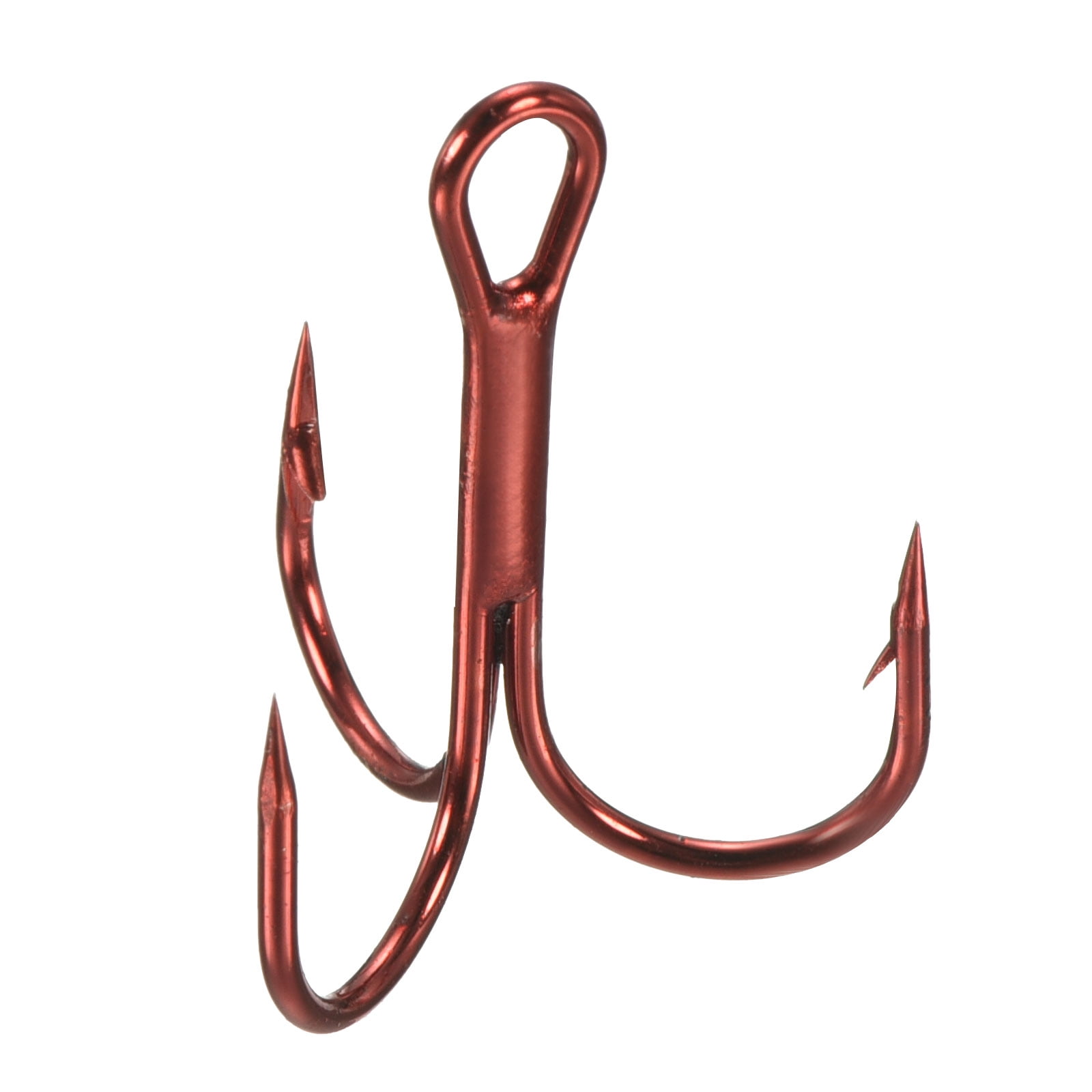2# 1.02" Treble Fish Hooks Carbon Steel Bend Hook with Barbs, Red 20 ...