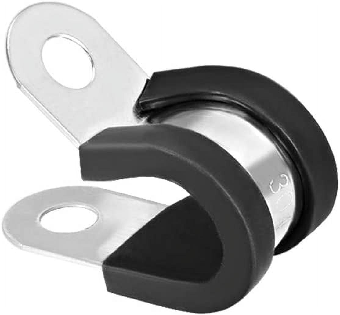 2-1/2"(63mm) Cable Clamp 304 Stainless Steel Rubber Cushioned Insulated ...
