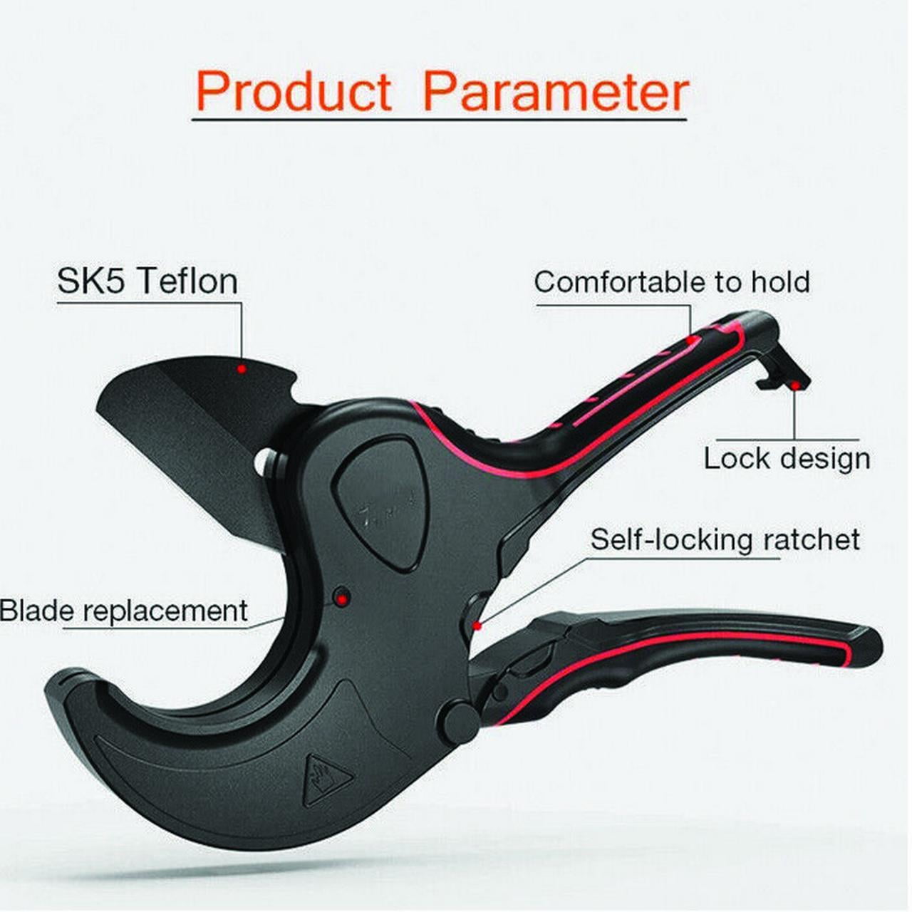 2-1/2" 63mm Ratcheting PVC Pipe Cutter Stainless Steel PEX PE/Rubber ...