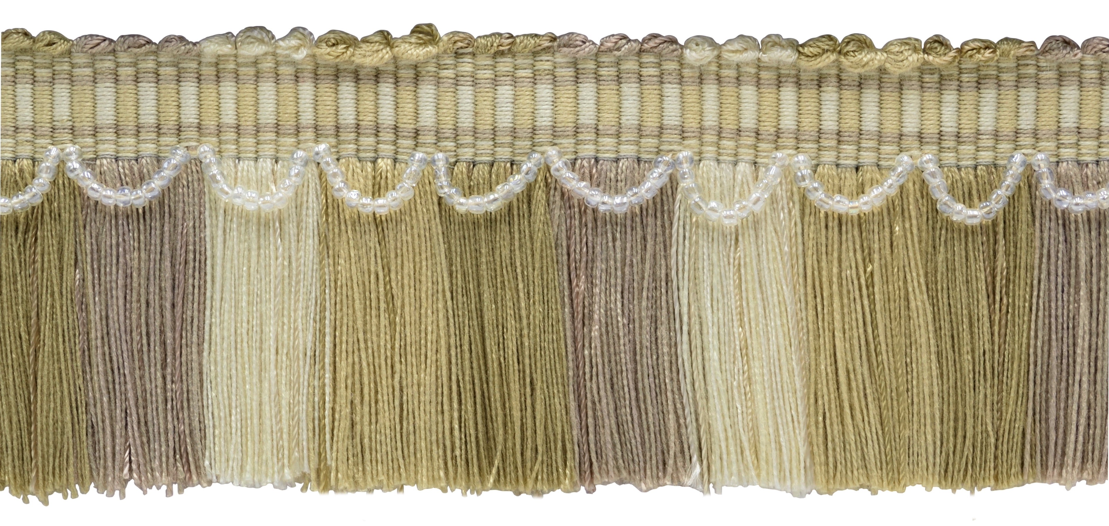 2 1/2" (6cm) Decorative Thin Cut Fringe Trim with Beads and Fancy Woven ...