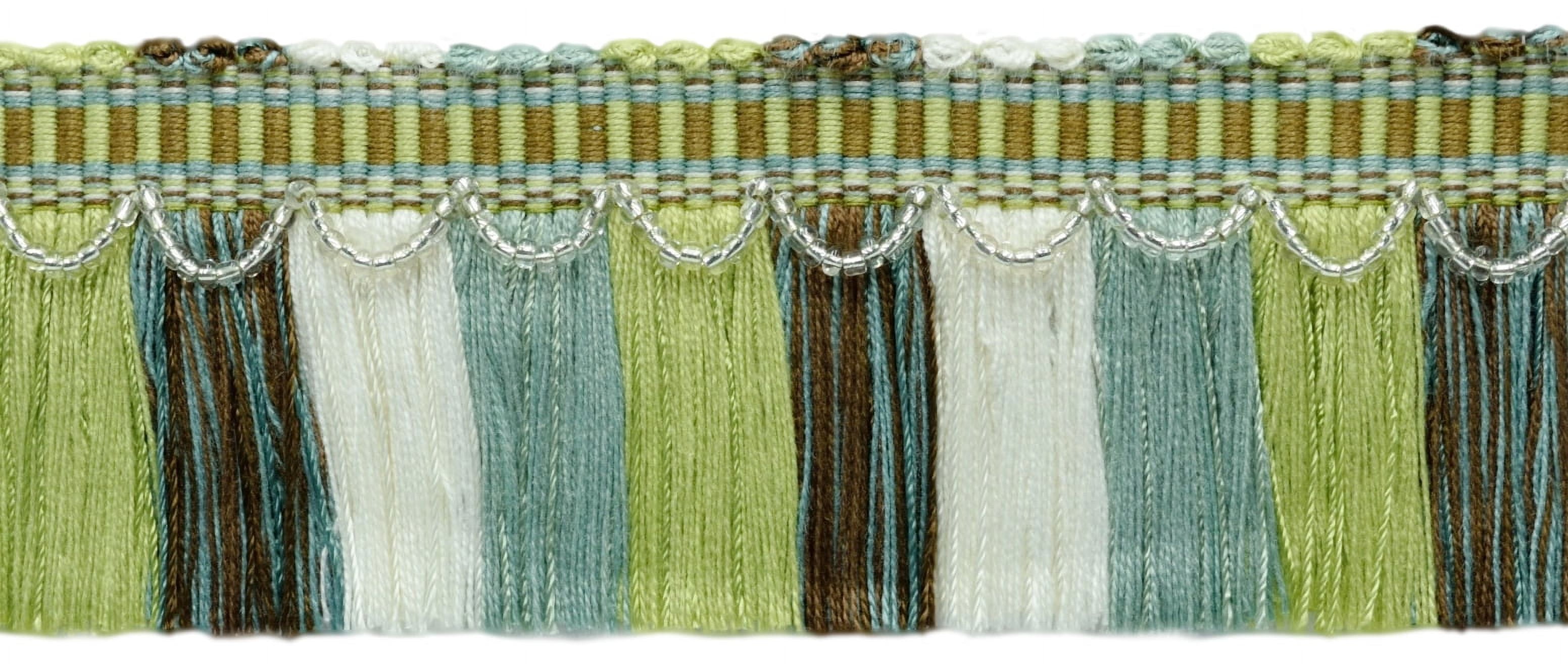 2 1/2" (6cm) Decorative Thin Cut Fringe Trim with Beads and Fancy Woven ...