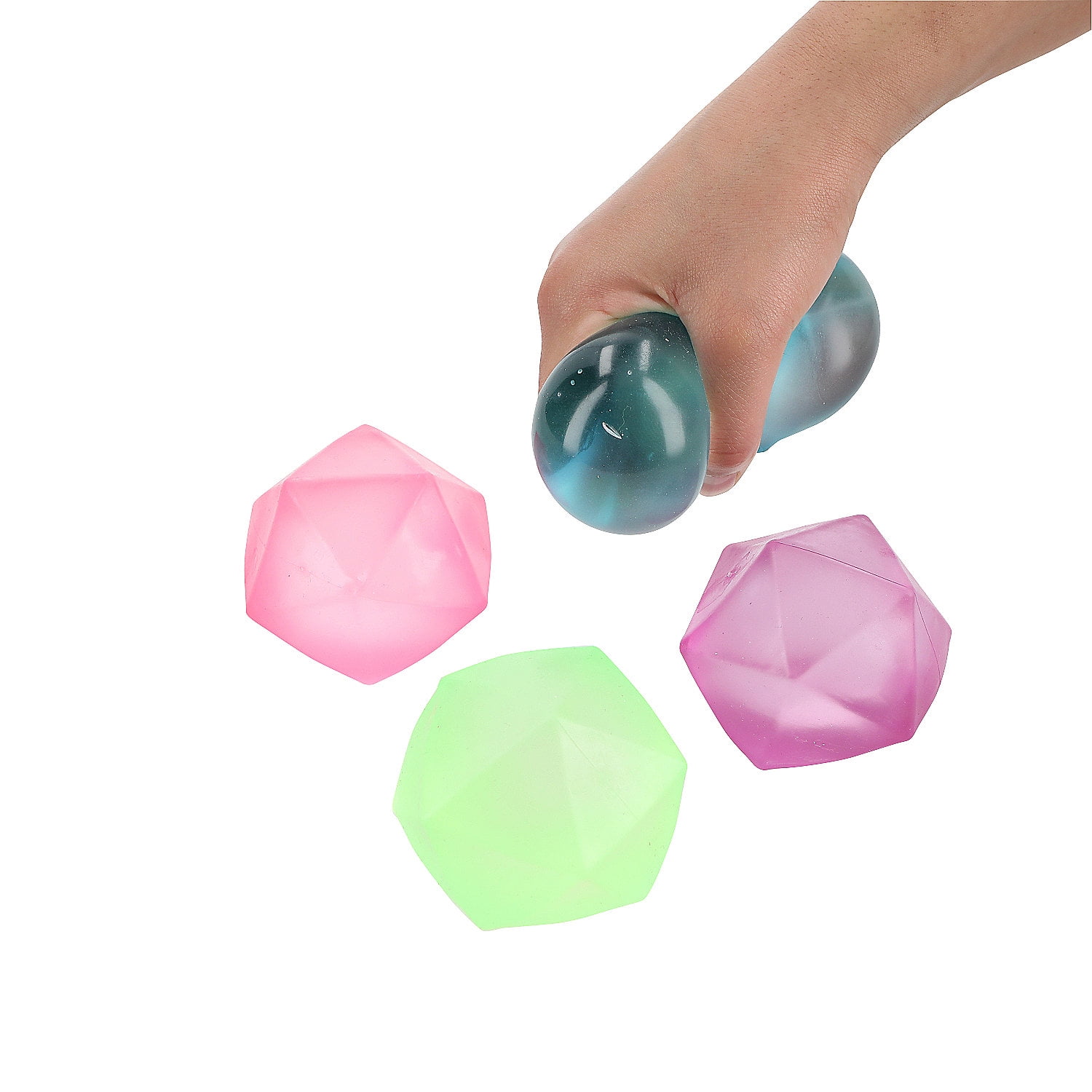2 1/2" Bright Color Diamond Maltose Squeeze Ball Toys - 12 Pieces ...