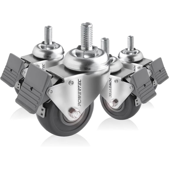 2-1/2 Inch Threaded Stem Caster Wheels Set of 4 with Brake & 400 lbs ...