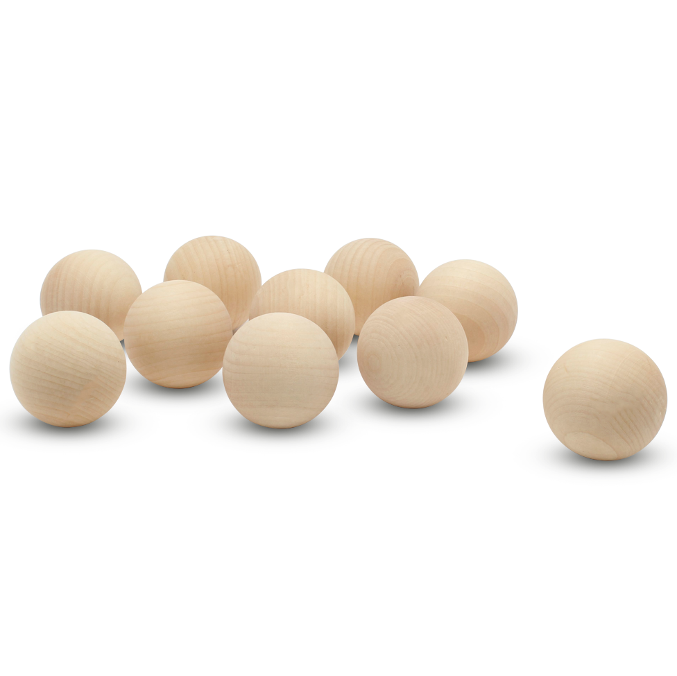 2-1/2 Inch Wooden Round Ball, Pack of 25 Unfinished Natural Round ...