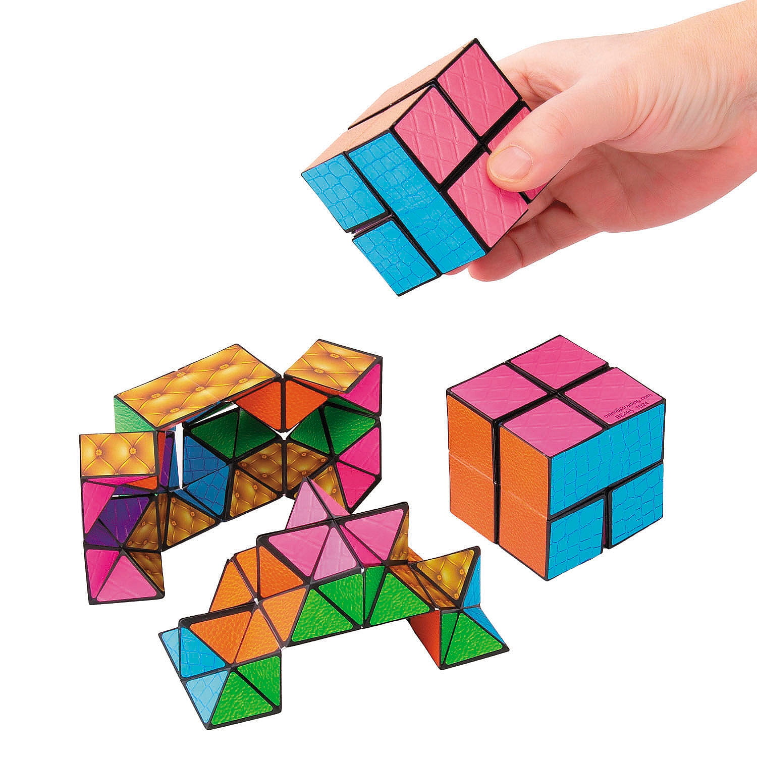 2 1/2" Patterned Infinity Magic Cube Plastic Fidget Toys - 12 Pieces ...