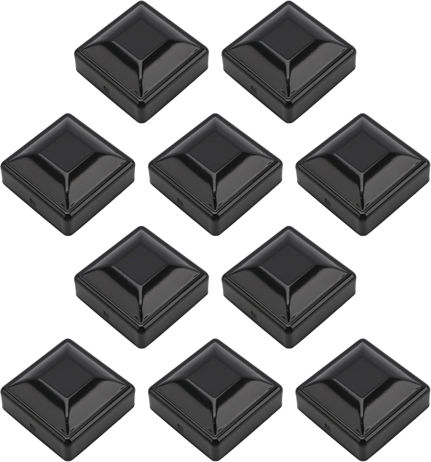 2 1/2" Square Powder-Coated Black Galvanized Steel Dome Caps (Pack of ...