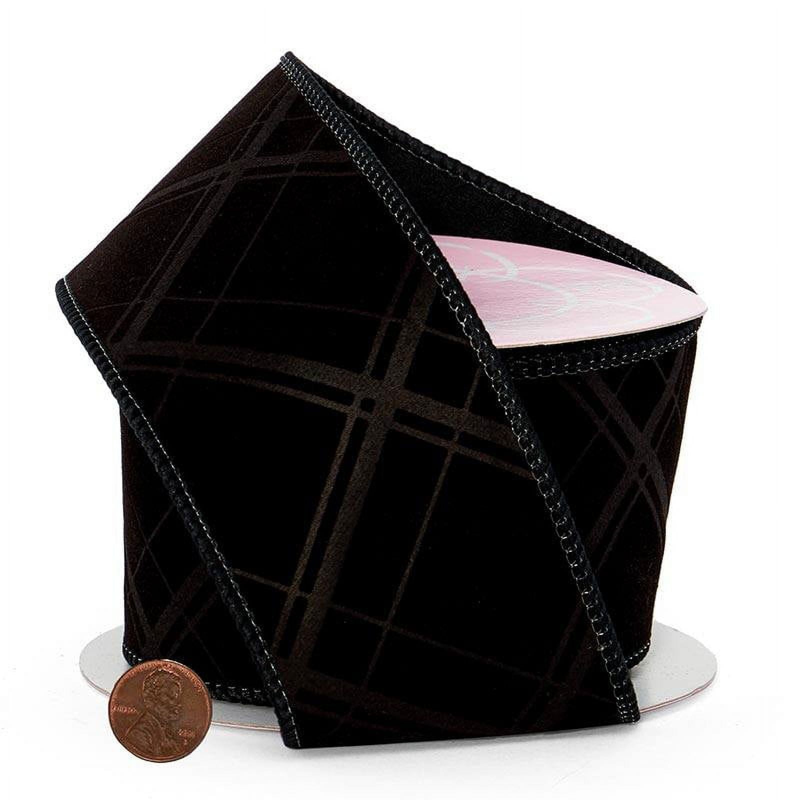 2 1/2" X 10 Yards Black Embossed Velour Wired Ribbon by Paper Mart ...