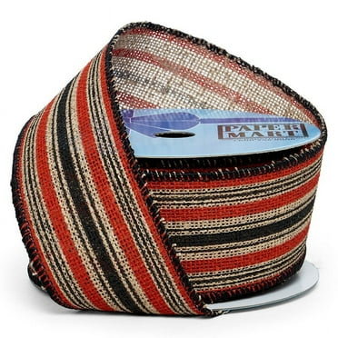 AK-Trading Polyester Blend Burlap Webbing Ribbon with Stitching, 1.5 ...