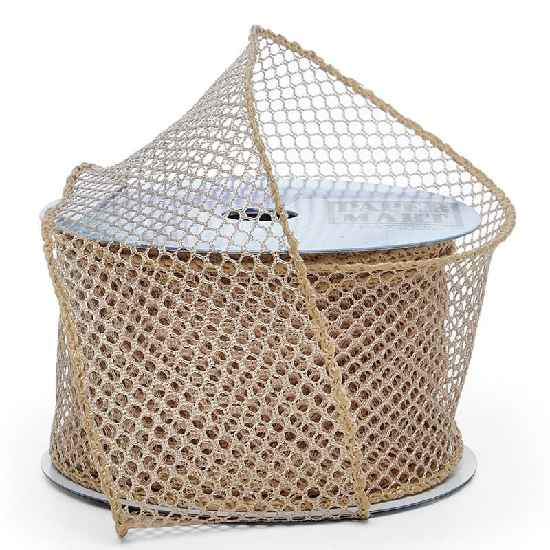 2 1/2" X 10 Yards Tan Hex Weave Wired Ribbon by Paper Mart - Walmart.com